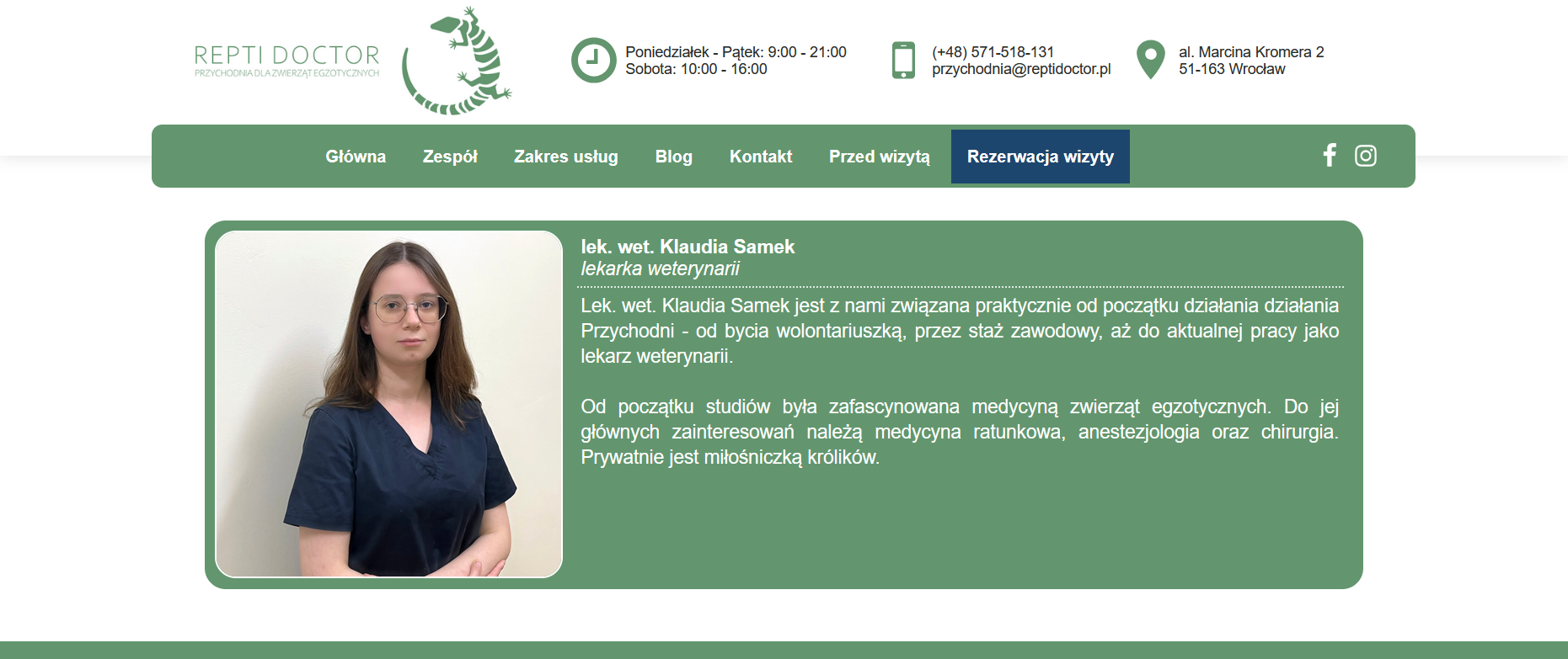 Repti Doctor >> lek. wet. Klaudia Samek